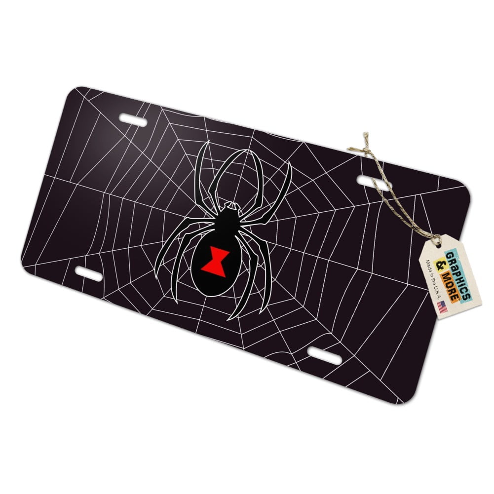 Black Spider on Web Novelty Metal Vanity Tag License Plate - Walmart.com