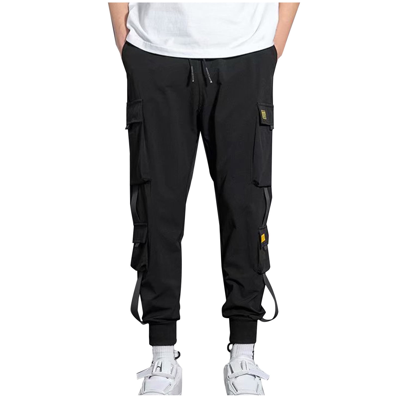 Black Wild Cargo Tights for Man Fall Summer Loose Fit Oversized Harem ...