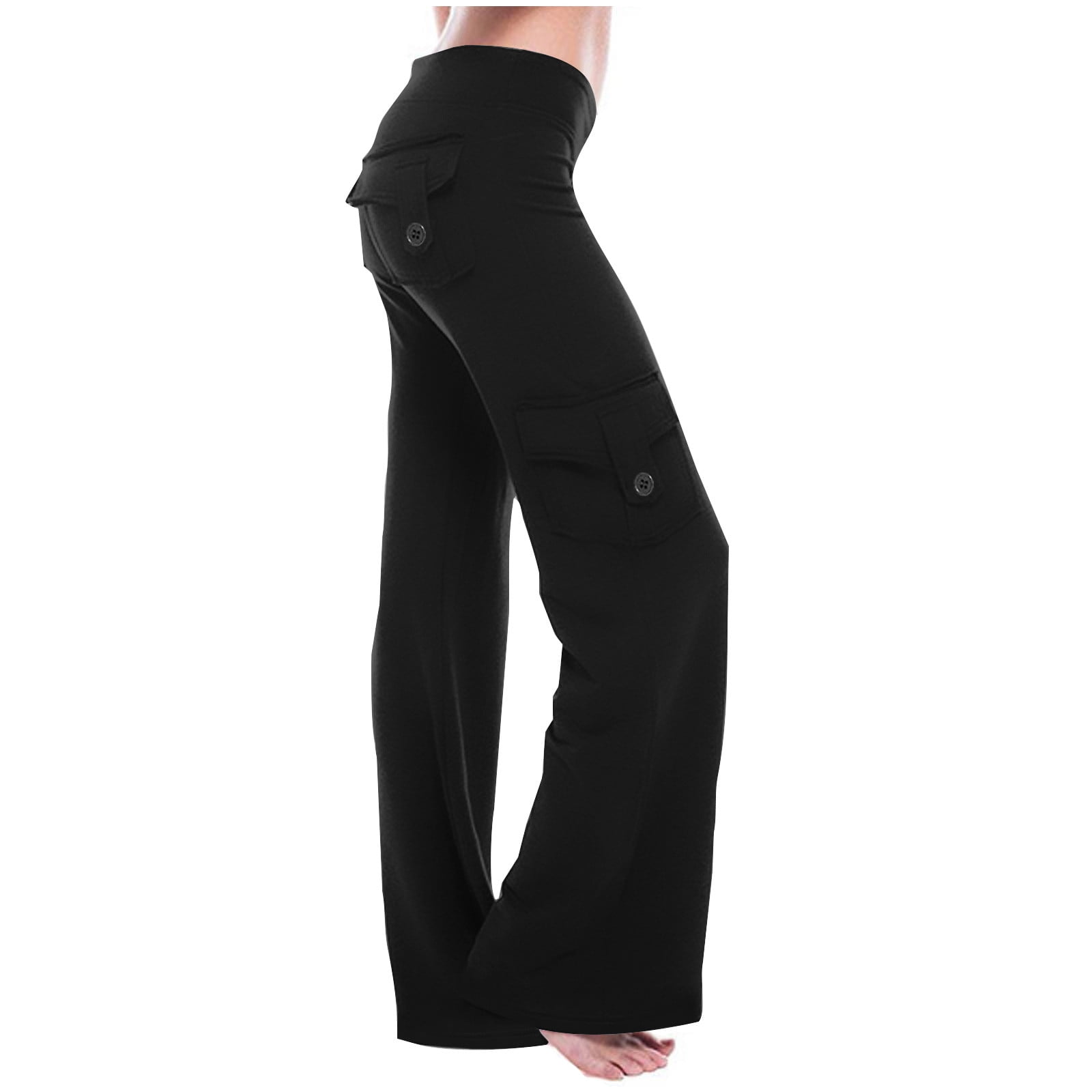 Black Wild Cargo Track Gym Running for Women Summer Fall Loose Fit High ...
