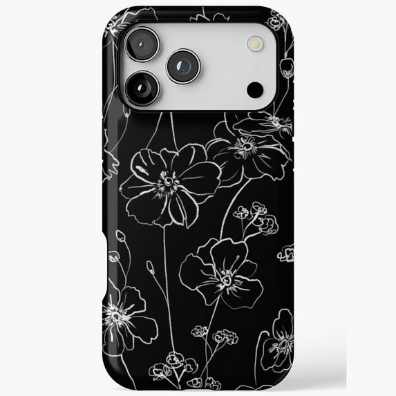 Black Wild Roses Floral Nature Art iPhone Case 17 through 11 Pro Max ...