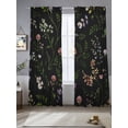 Black Wildflower Sheer Curtains 84 inches Long, Country Pastoral Dark ...