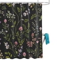 Black Wildflower Shower Curtain, Country Pastoral Dark Pink Purple ...