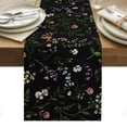 Black Wildflower Table Runner, Country Pastoral Dark Red Blue Flowers ...