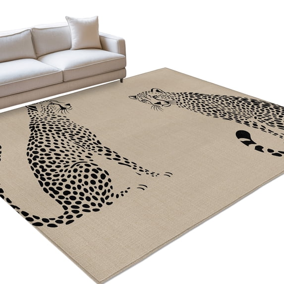 Black Wildlife Pattern Washable Rug 3x5 Area Rug for Living Room ...