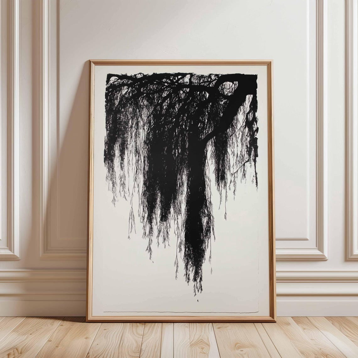 Black Willow Tree Minimal Monochrome Nature Modern Botanical Art ...