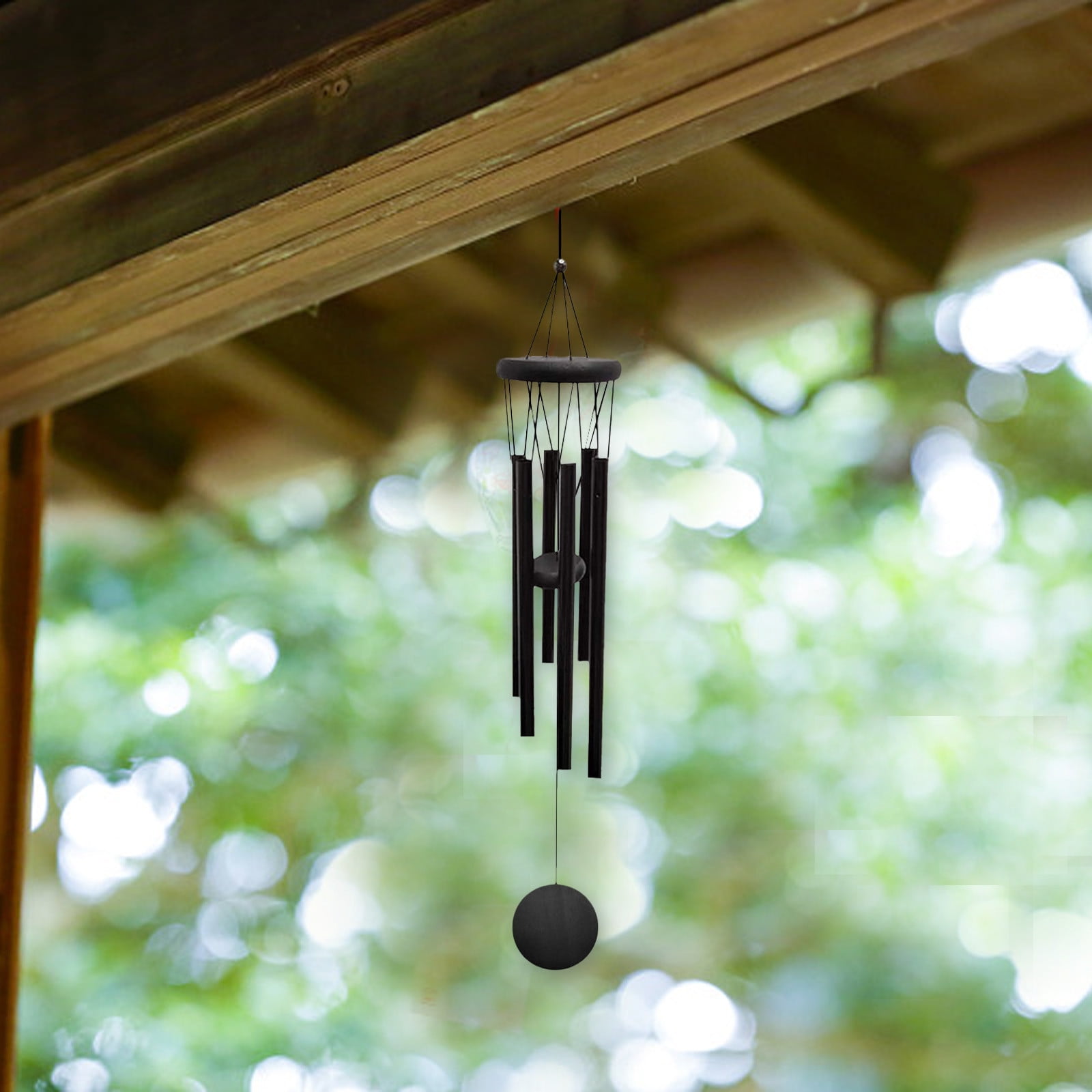 Black Wind Chime Outdoor with 6 Tuned Aluminum Tubes - Vintage Garden ...