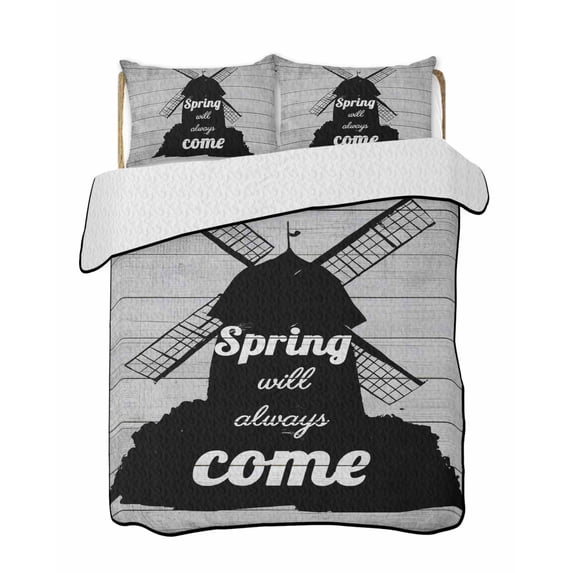 Black Windmill Quilts Bedding Set Full Size Spring Will Always Come ...