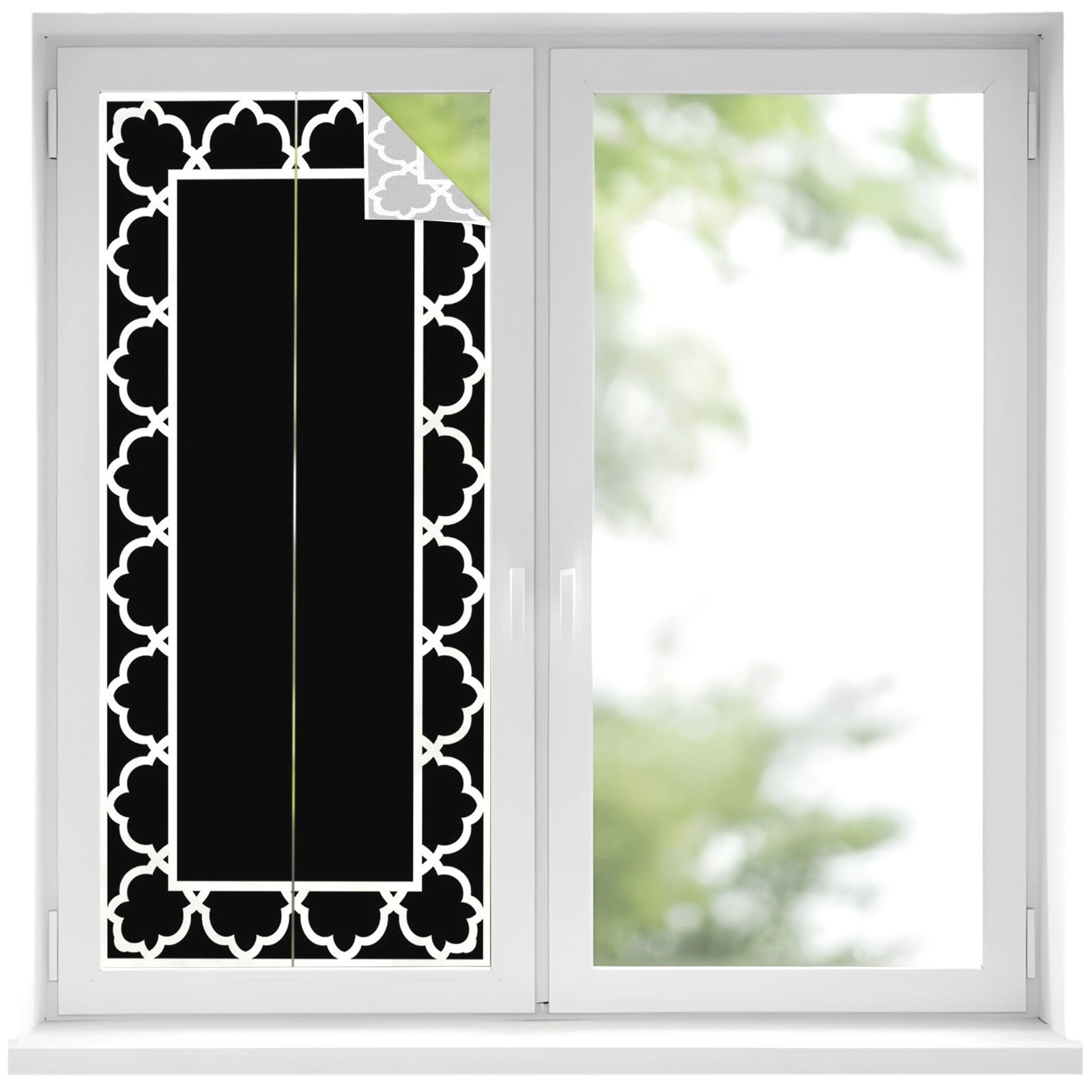 Black Window Privacy Film, Geometric Morocco Printed Border Modern ...