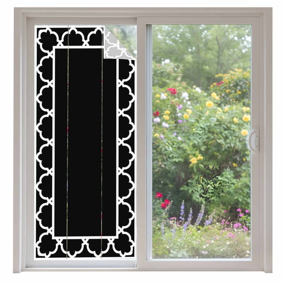 Black Window Privacy Film, Geometric Morocco Printed Border Modern ...