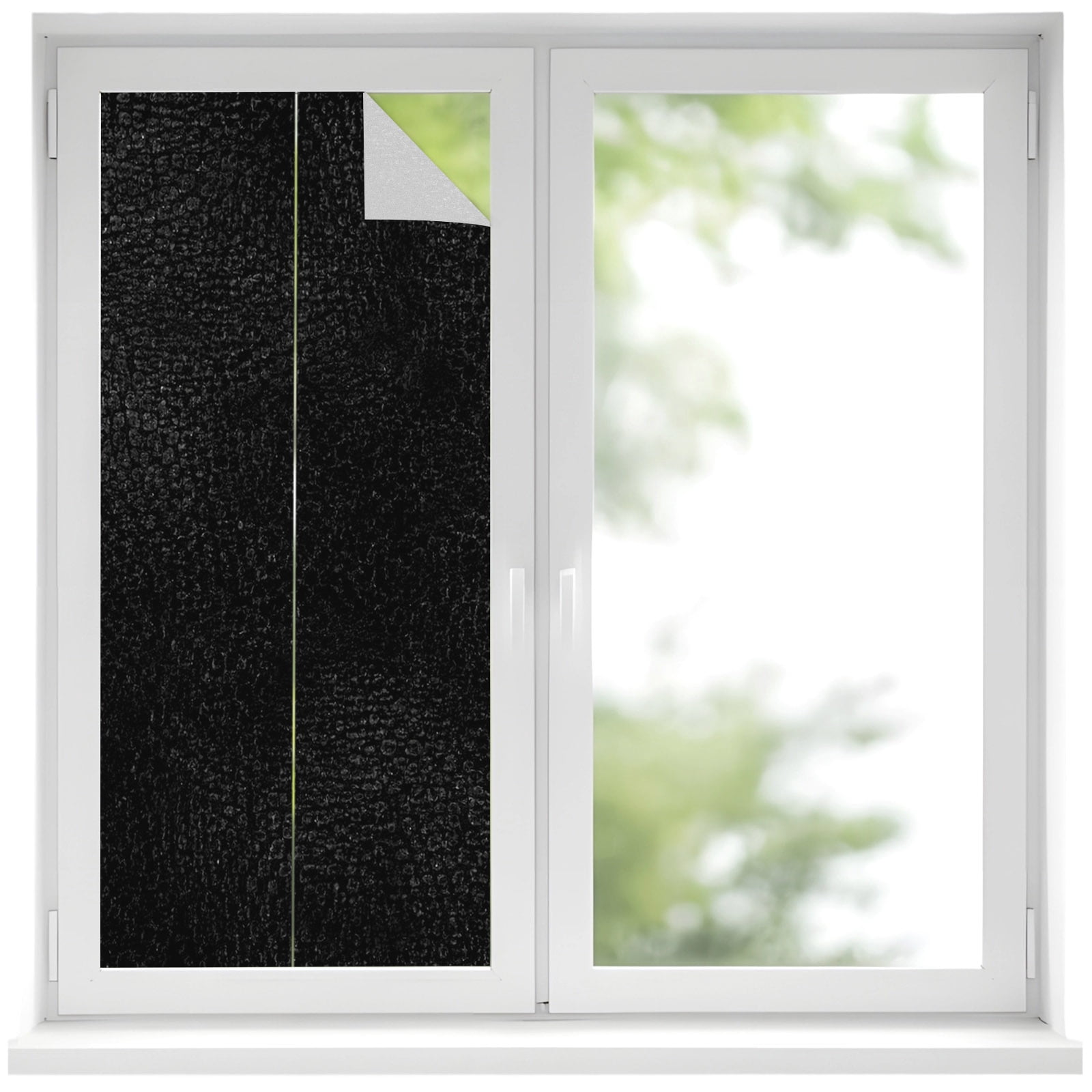 Black Window Privacy Film, Modern Minimalist Classic Black Solid Color ...