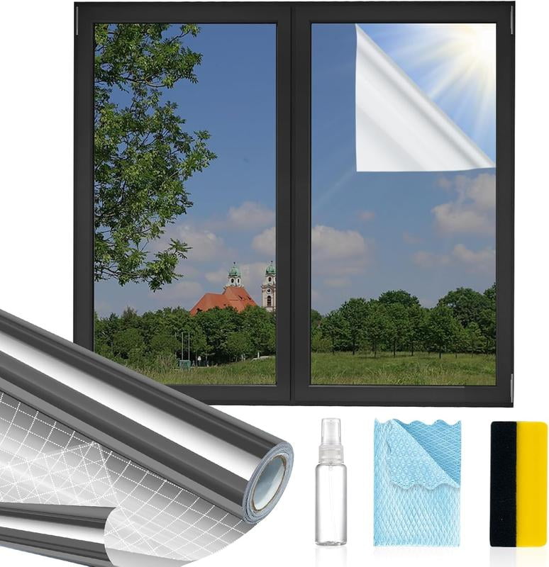 Black Window Privacy Film One Way, Reflective Mirror for Daytime Home ...