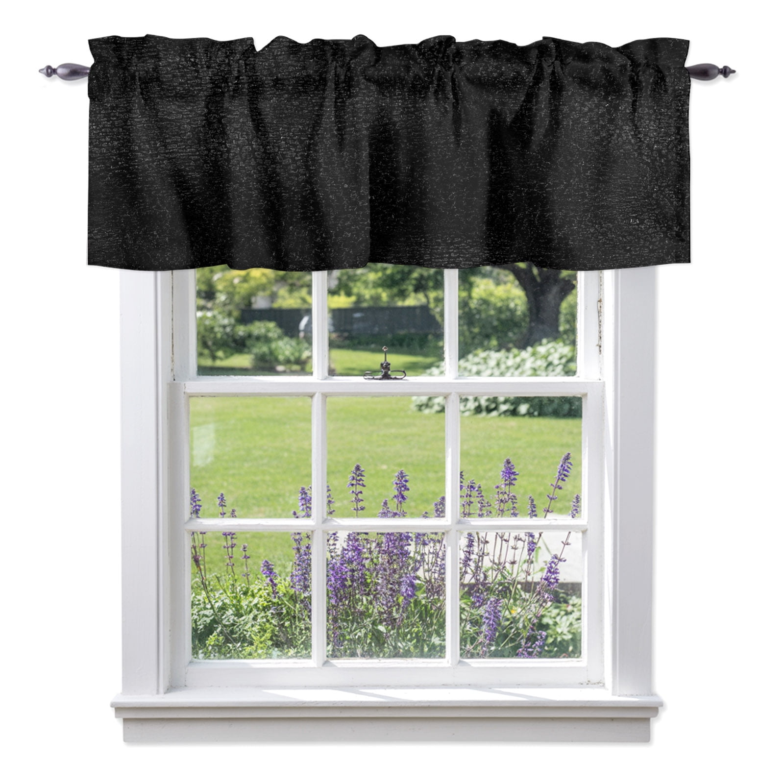 Black Window Valance for Kitchen, Modern Minimalist Classic Black Solid ...