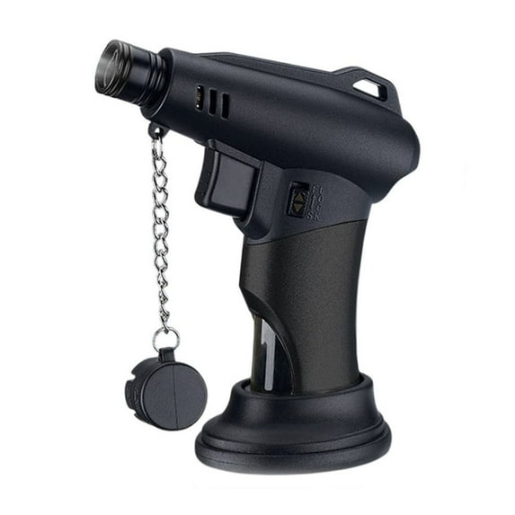 Black Windproof Kitchen Torch Lighter With Transparent Gas Tank And ...