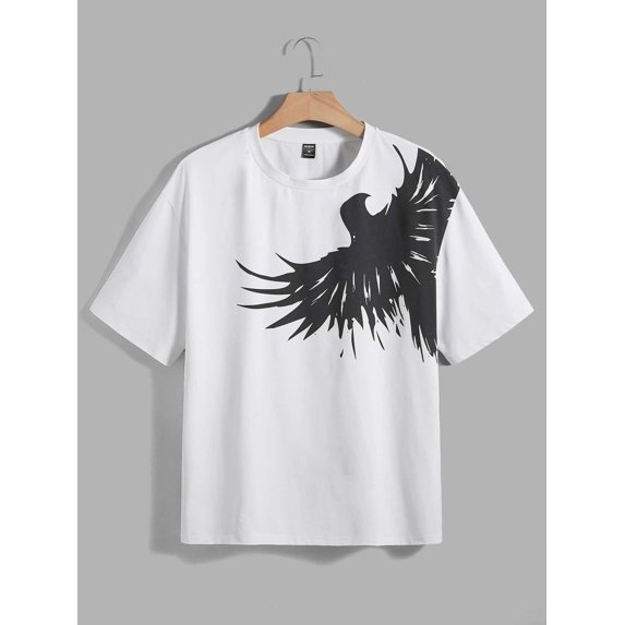 Black Winged Raven Shadow Print Unisex Cotton T-Shirt, Sizes S-5XL ...