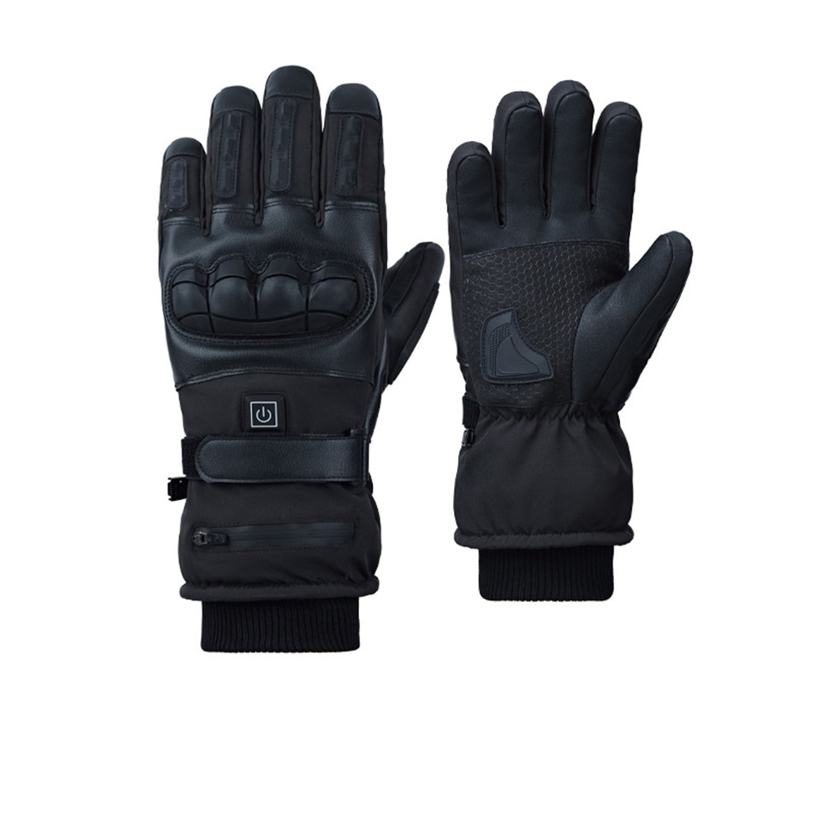 Black Winter Heated Gloves For Outdoor Motorcycle Riding Adjustable ...