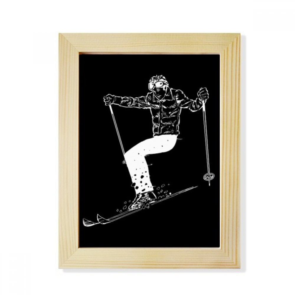 Black Winter Sport Skiing Pattern Desktop Adorn Photo Frame Display Art ...