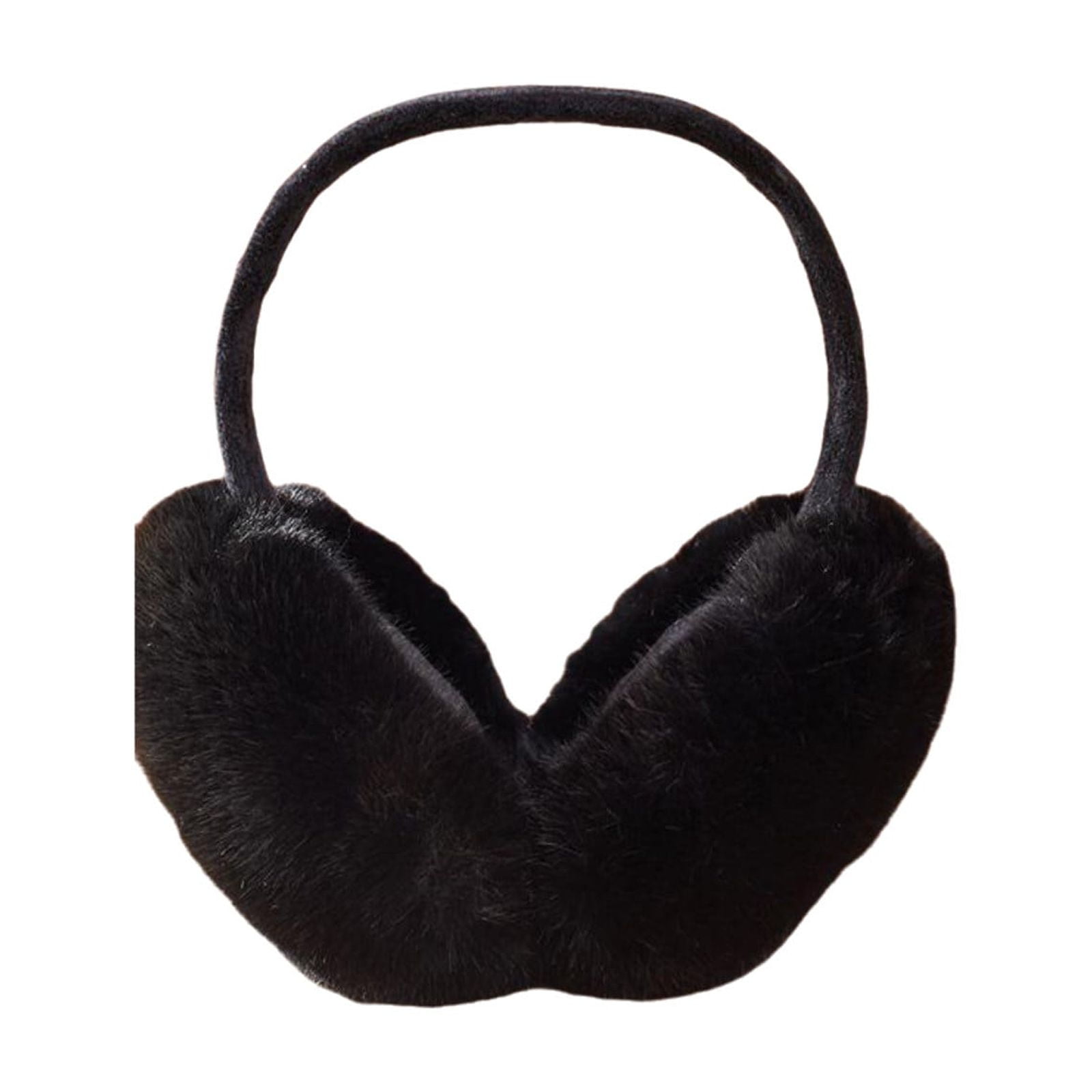 Black Winter Warm Earmuffs Foldable Ear Protection Soft Puffy Ear Muffs ...