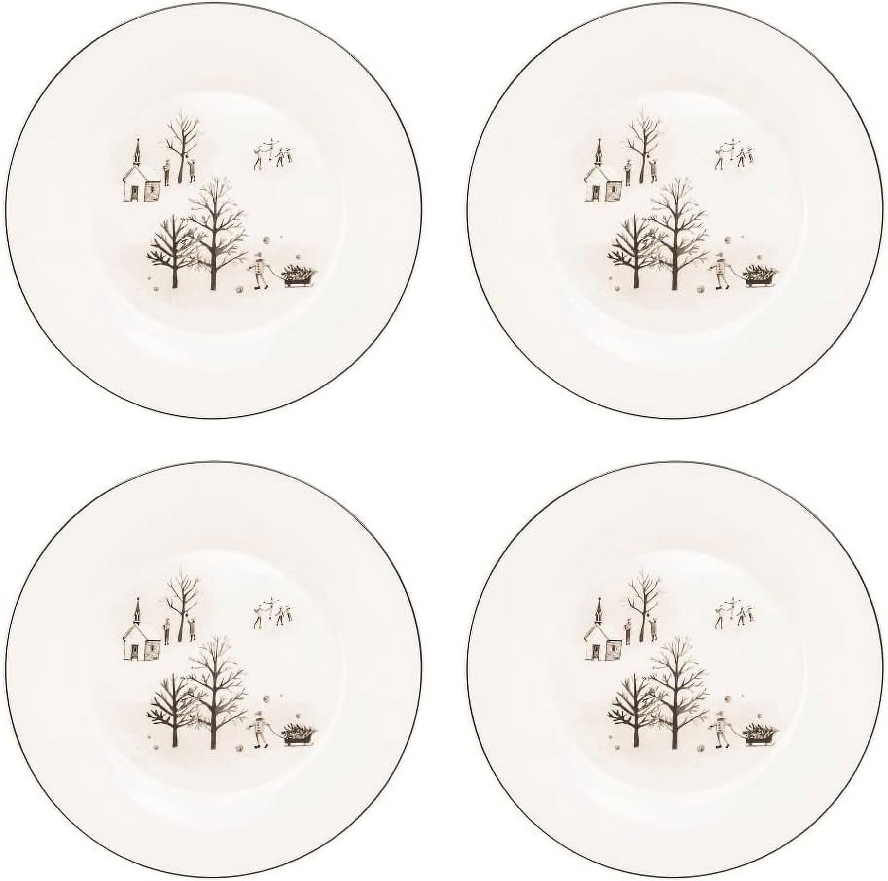 Black Winter Wonderland Dessert/Salad Plates 7.5-Inch, Set Of 4 ...