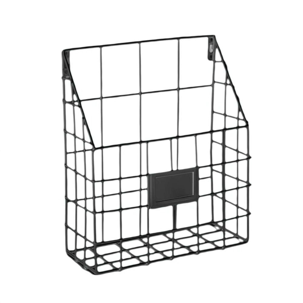 Black Wire Mail Basket Wall Mounted Document Organizer Home Office ...