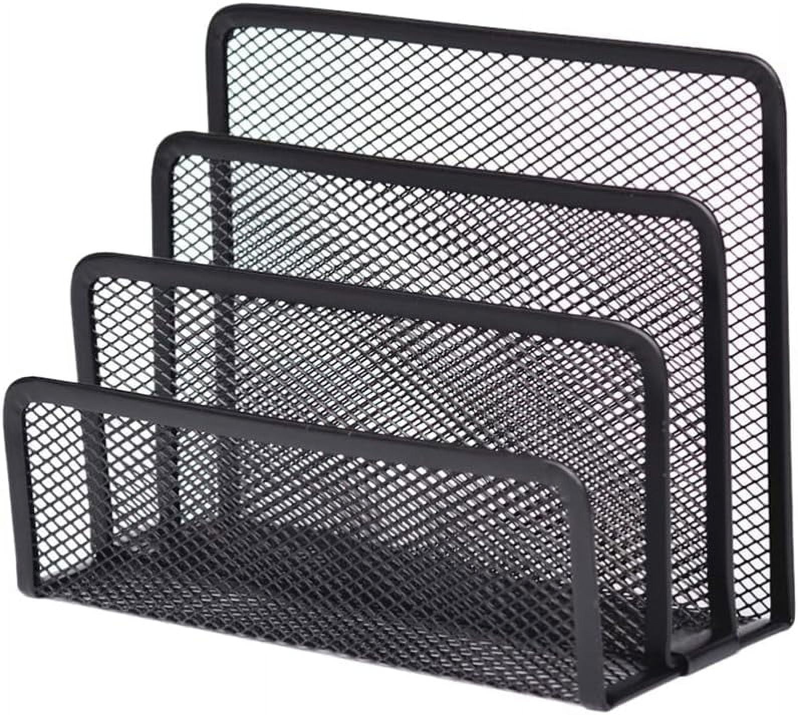 Black Wire Mesh Magazine Rack 3 Slots Metal Magazine Rack Wire Mesh ...