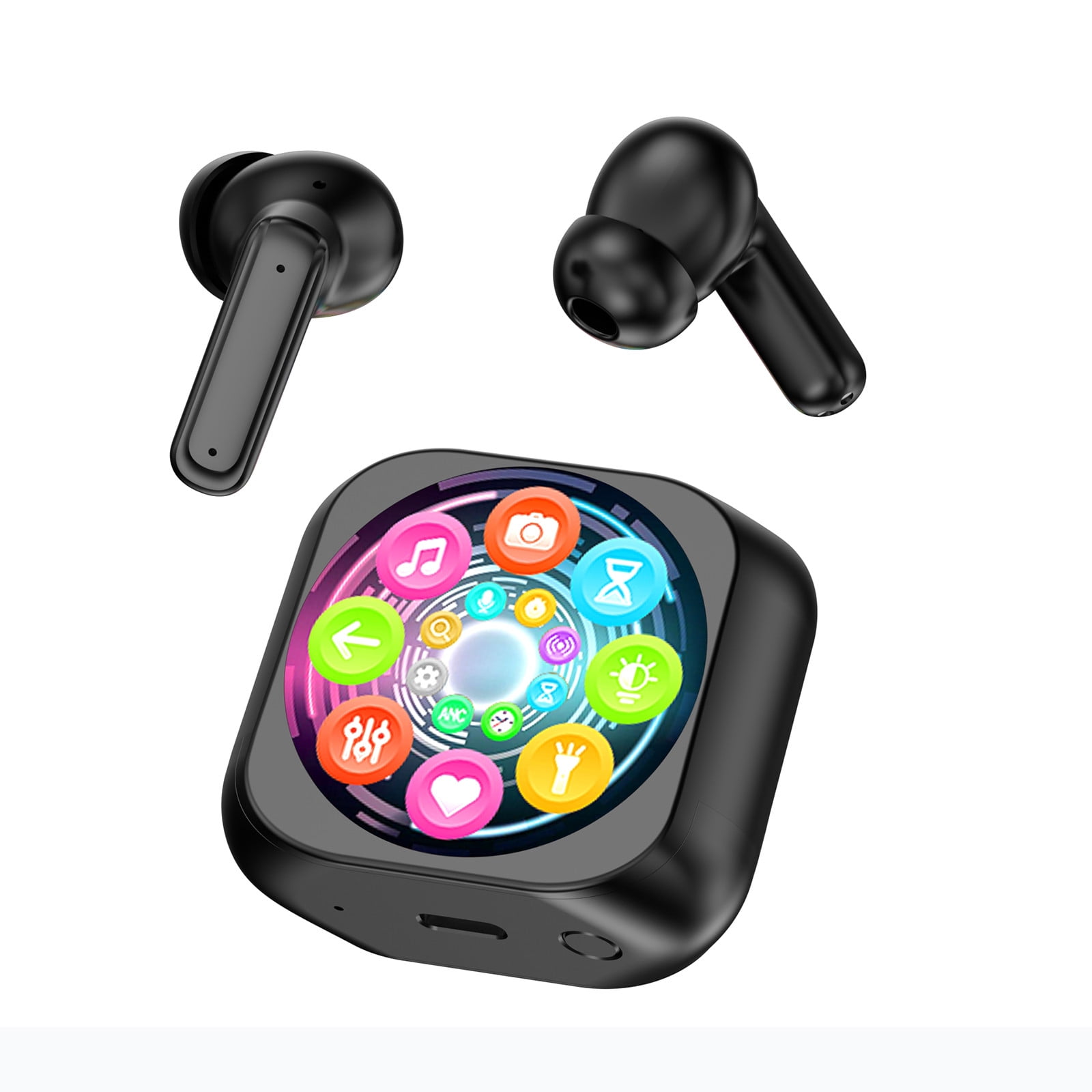 Black Wireless Bluetooth Al Translation Earphones With Touchable Led ...