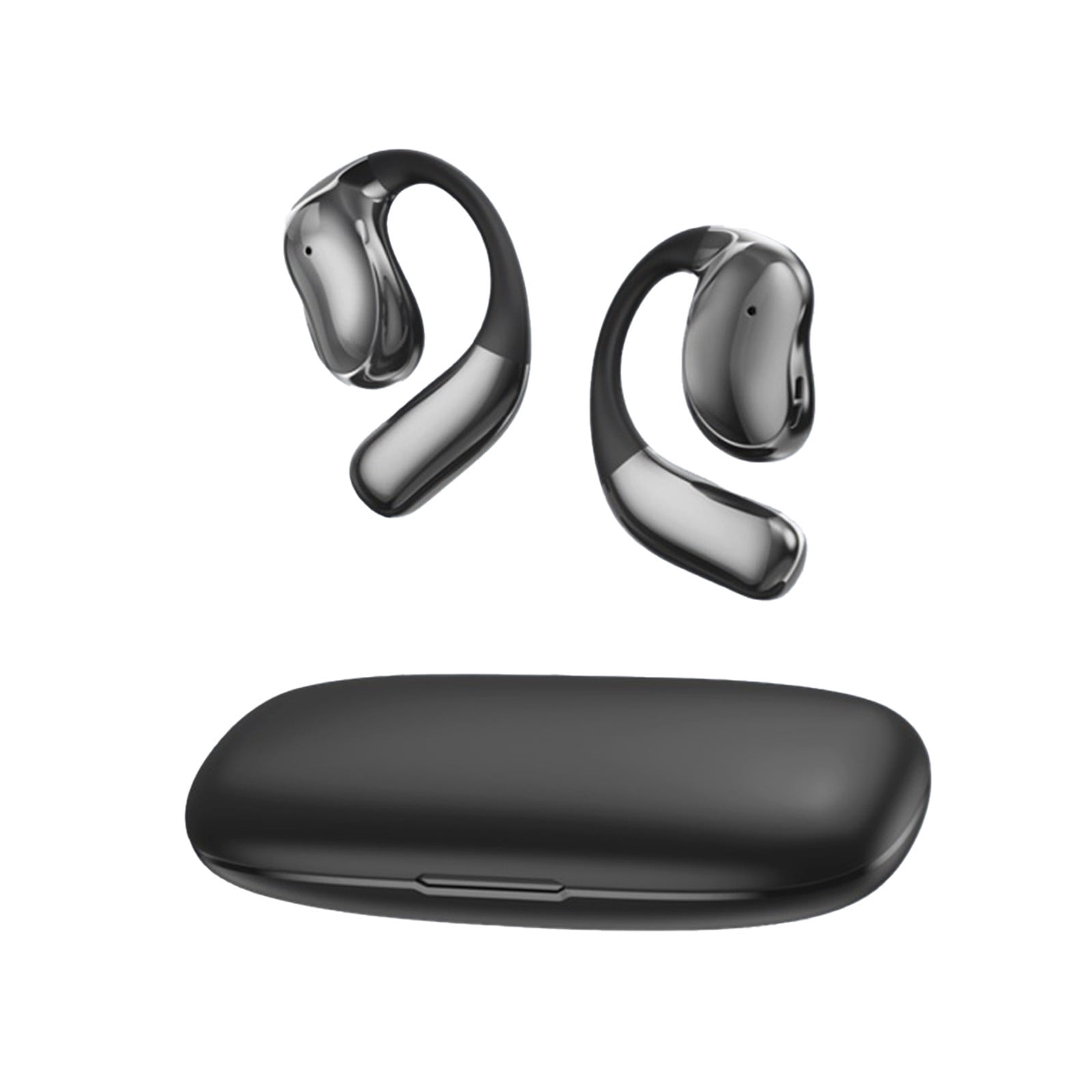 Black Wireless Bluetooth Earphones Sports Hanging Ear Design Long ...