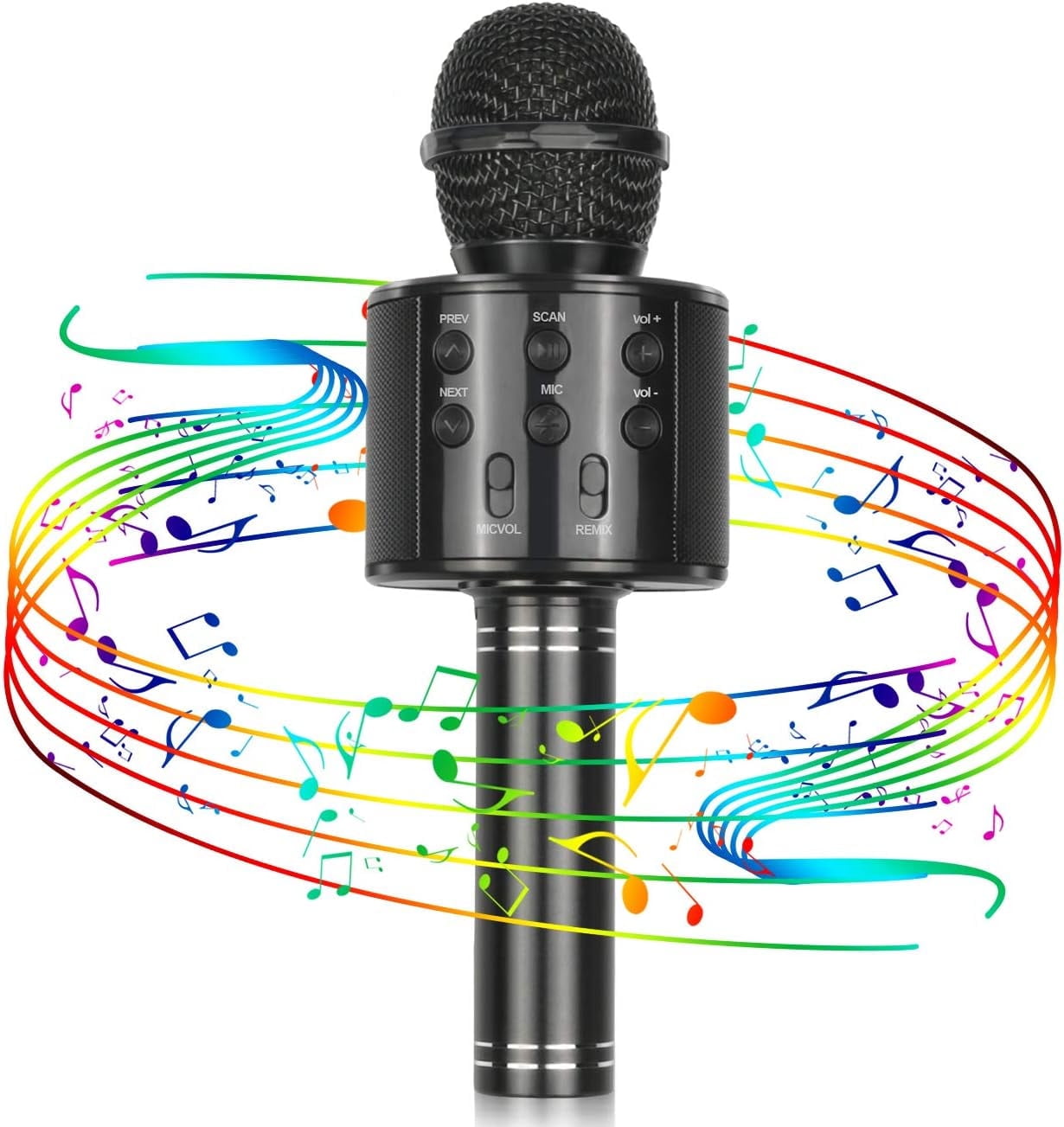 Black Wireless Karaoke Microphone - Portable Bluetooth Karaoke Speaker ...