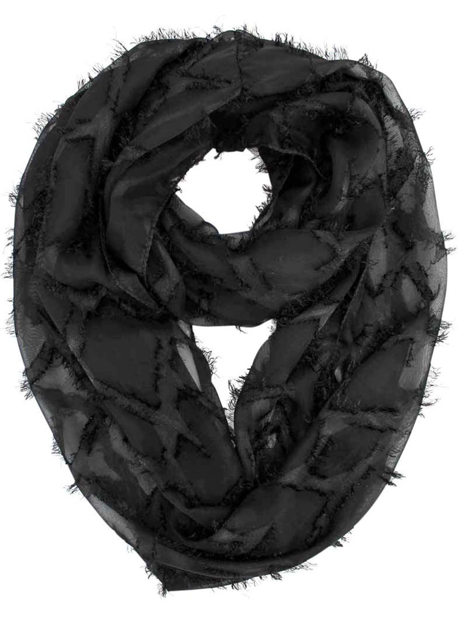 Black Wispy Frayed Sheer Infinity Scarf - Walmart.com