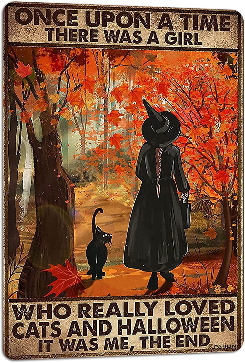 Black Witch Cat Sign Once Upon A Time There was A Girl Who Really Loved ...
