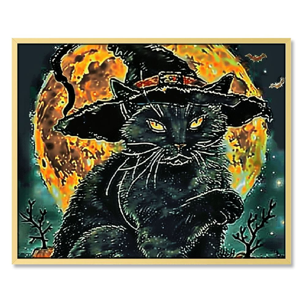 Black Witch Cats Funny Vintage Tin Sign Metal Poster, Halloween Witch ...