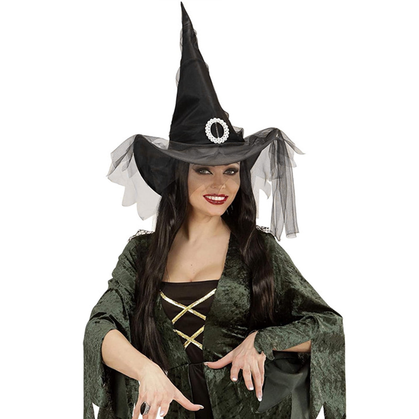 Black Witch Hat for Halloween Party Women Wizard Hat Cosplay Costume ...