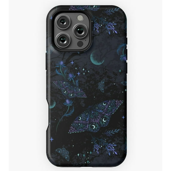 Black Witch Moth Pattern GA146 Phone Case for iPhone 11 to 17 Pro Max ...