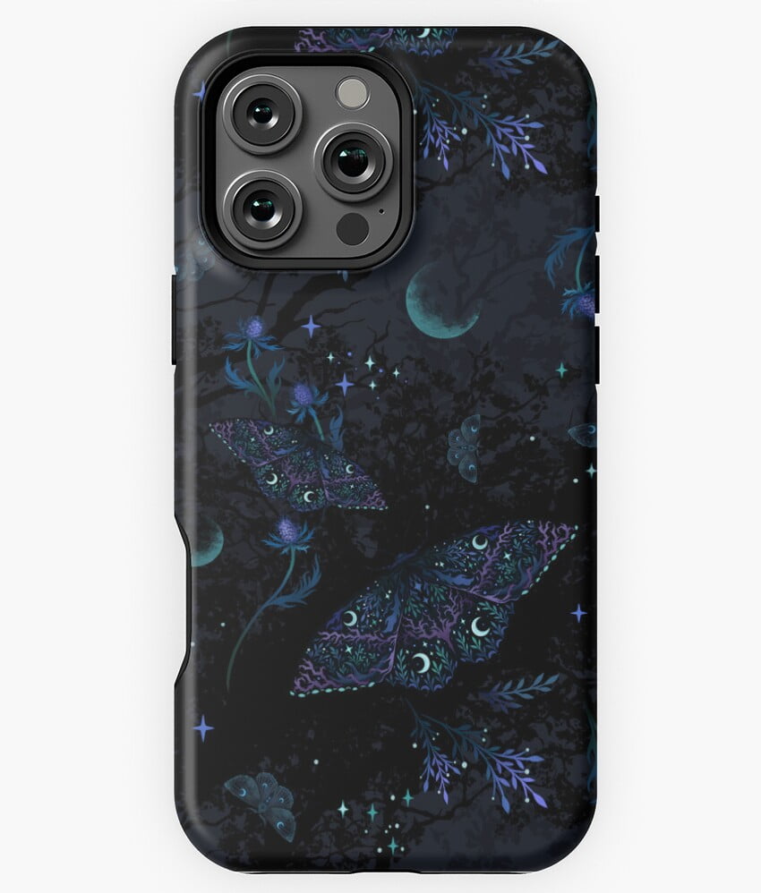 Black Witch Moth Pattern M19539 Phone case for iPhone 11 to 16 Pro Max ...