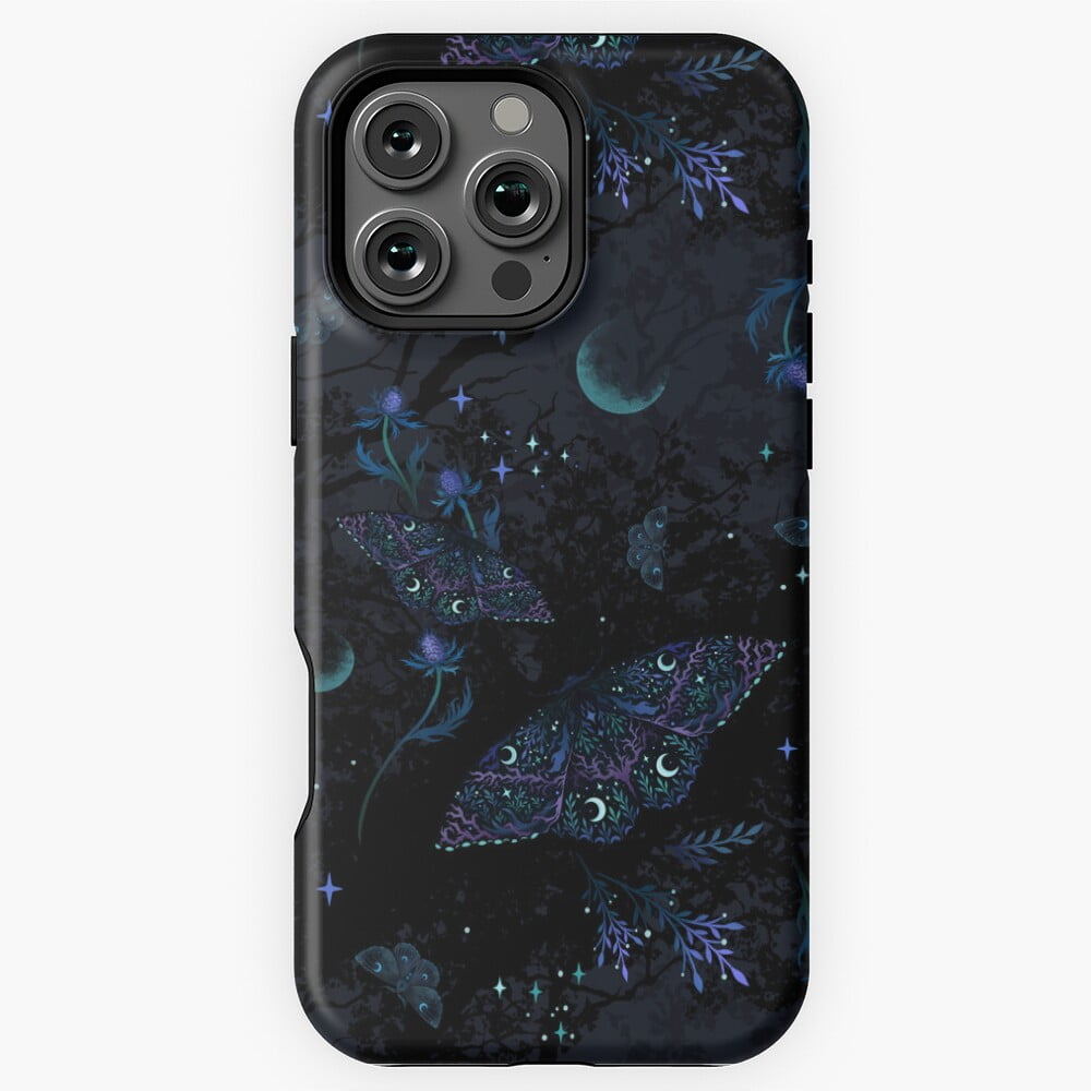 Black Witch Moth Pattern Phone Case Compatible with iPhone 11-17 Pro ...