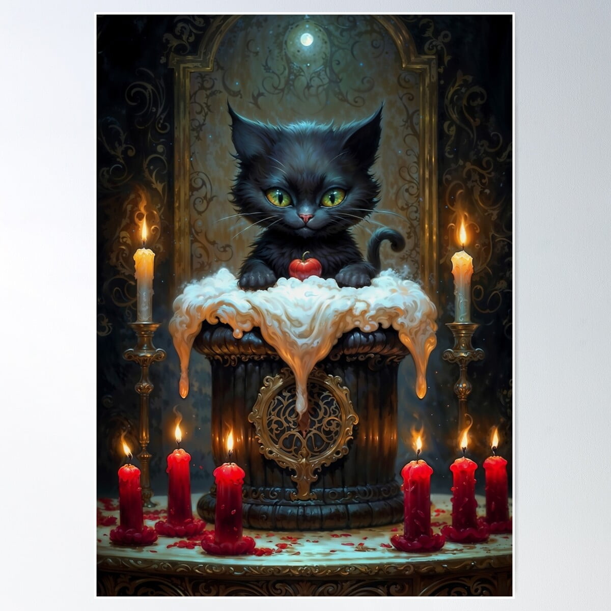 Black Witchcraft Cat Poster Wall Art, Modern Wall Decor For Living Room ...