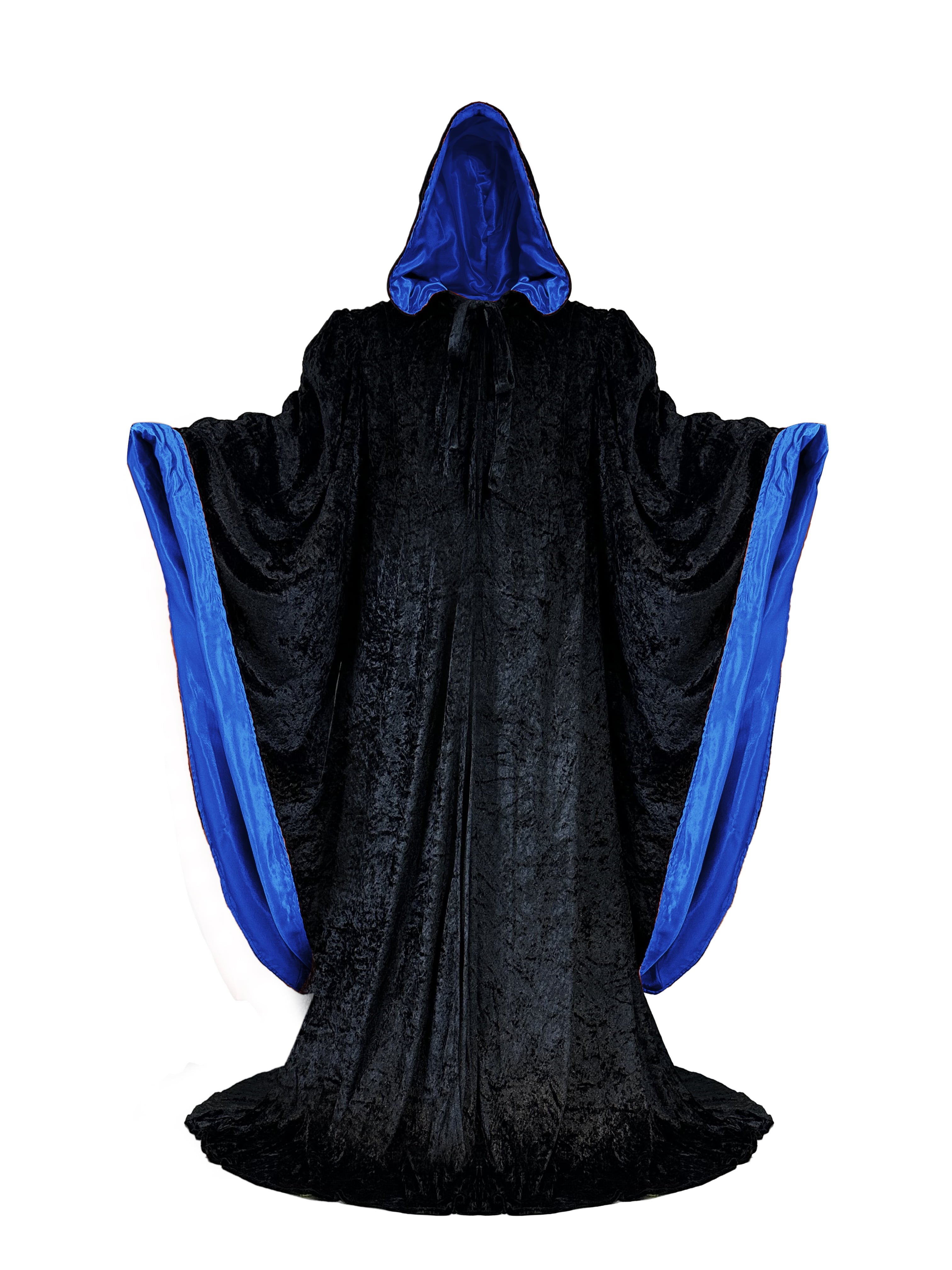Black Wizard Robe with Hood and Sleeves, Halloween Party Costume for ...