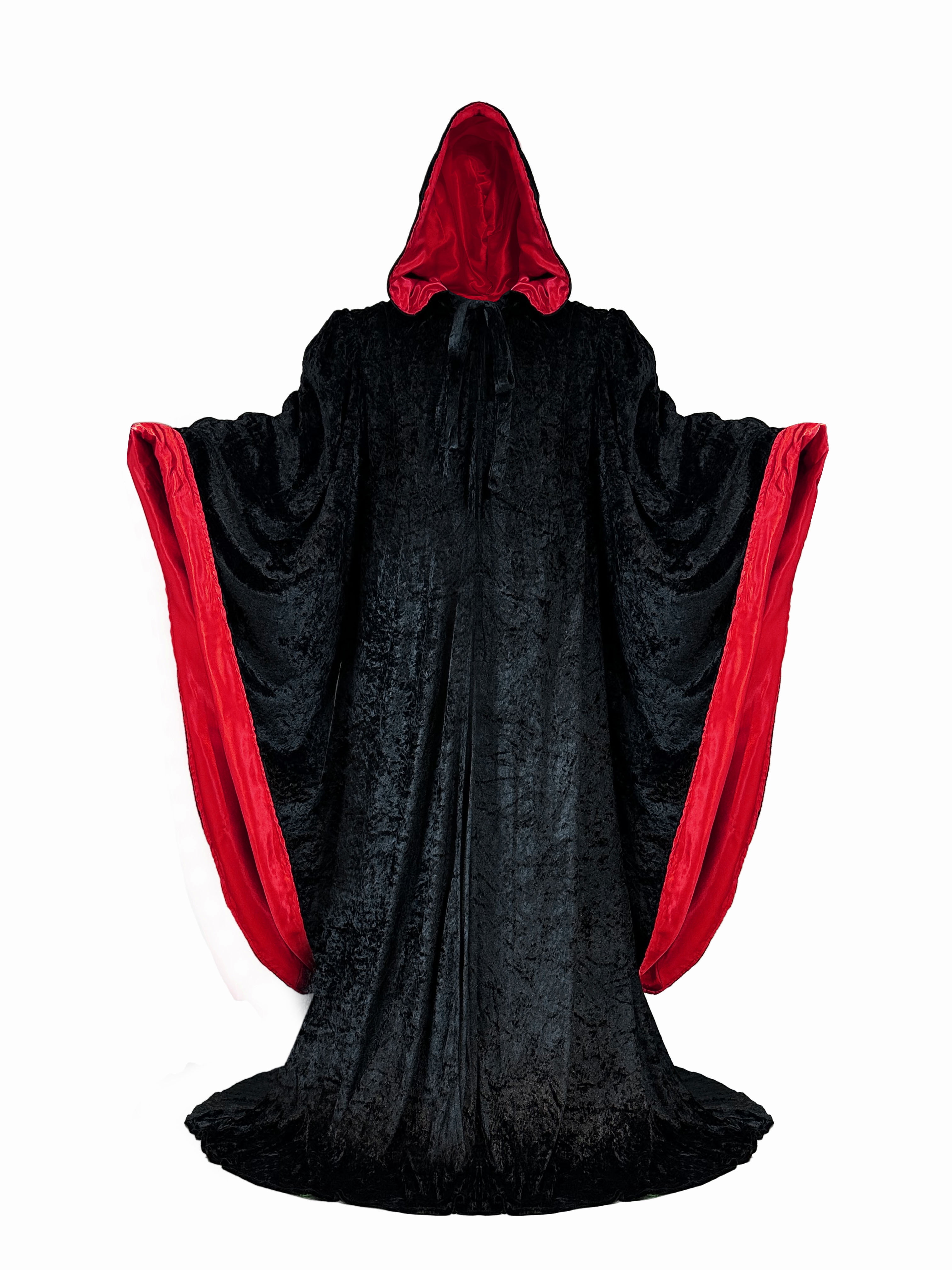 Black Wizard Robe with Hood and Sleeves, Halloween Party Costume for ...