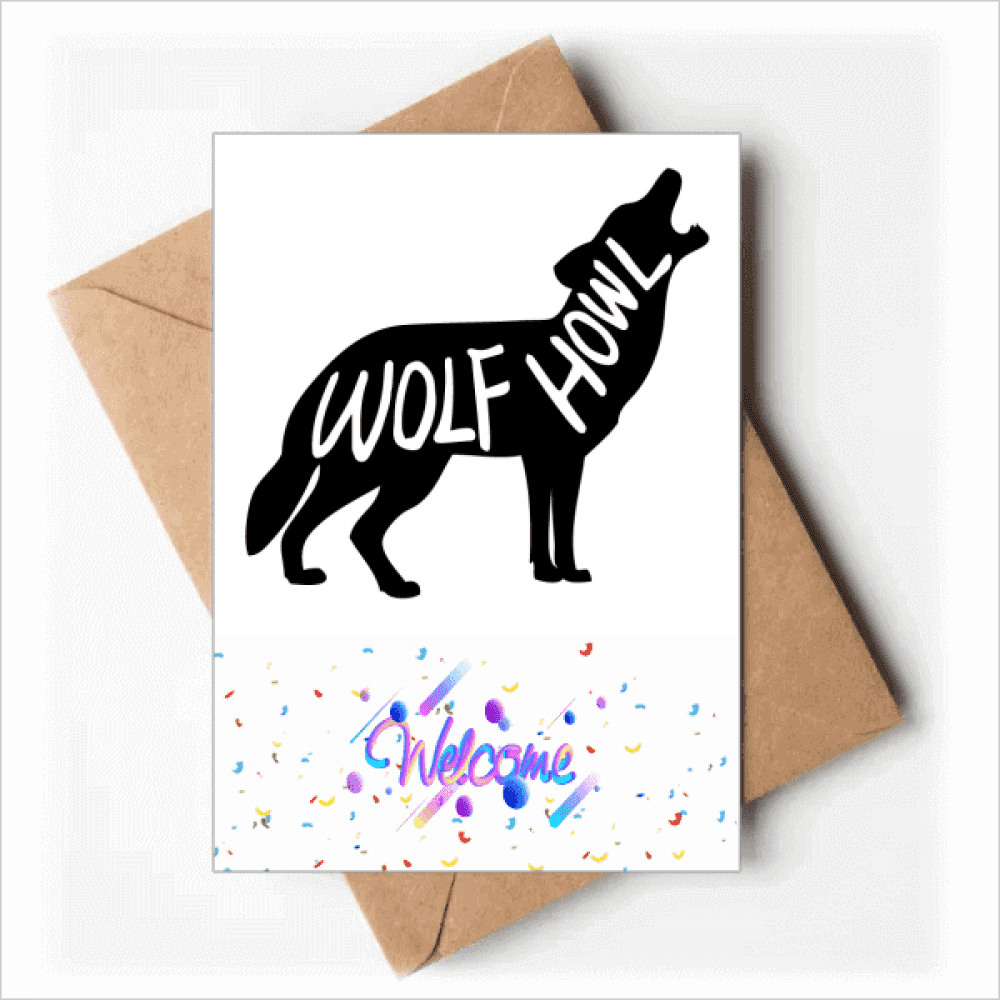 Black Wolf Animal Outline Natural Welcome Back Greeting Cards Envelopes ...