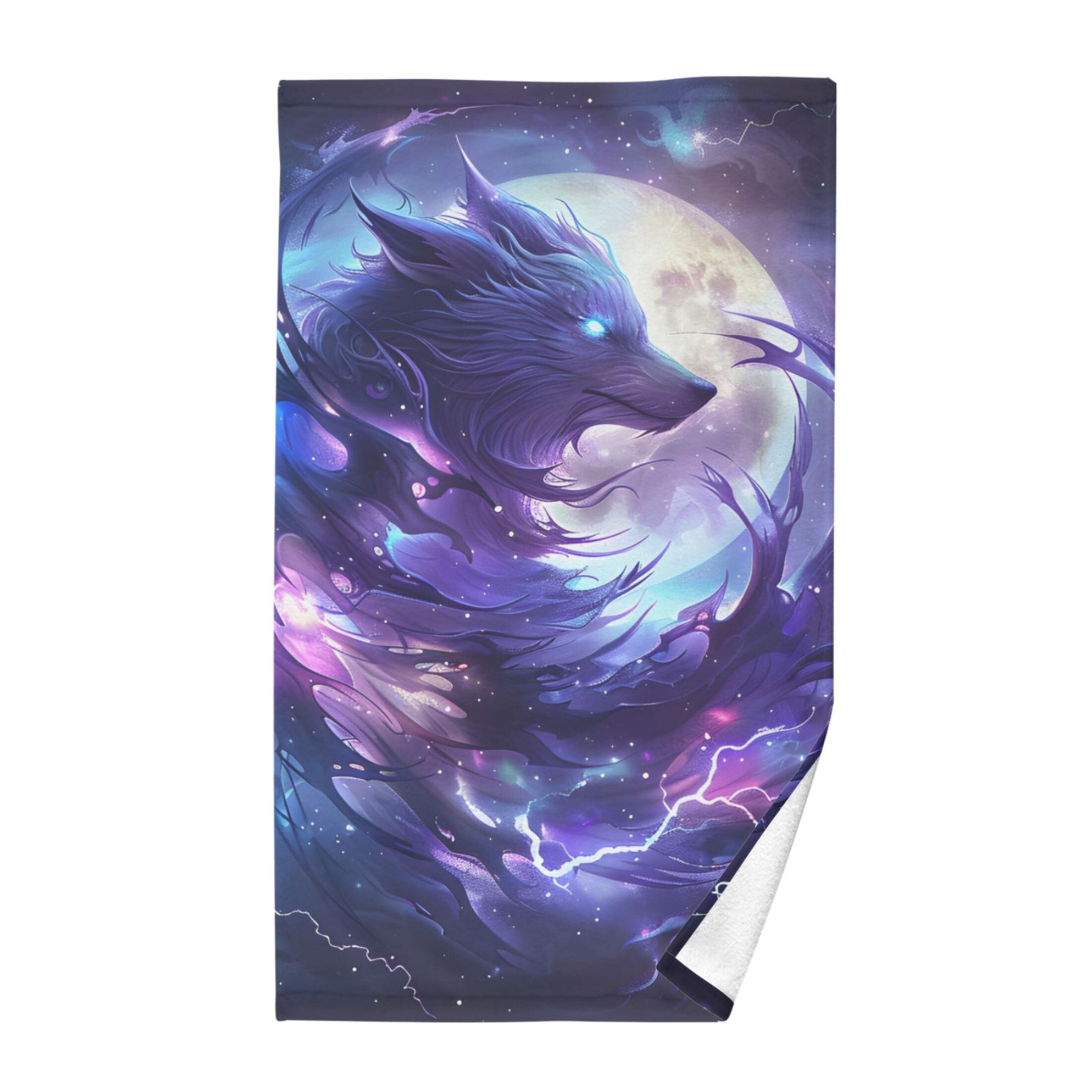 Black Wolf Moon Bath Towel 100% Cotton Soft Thick High Absorbency Hand ...