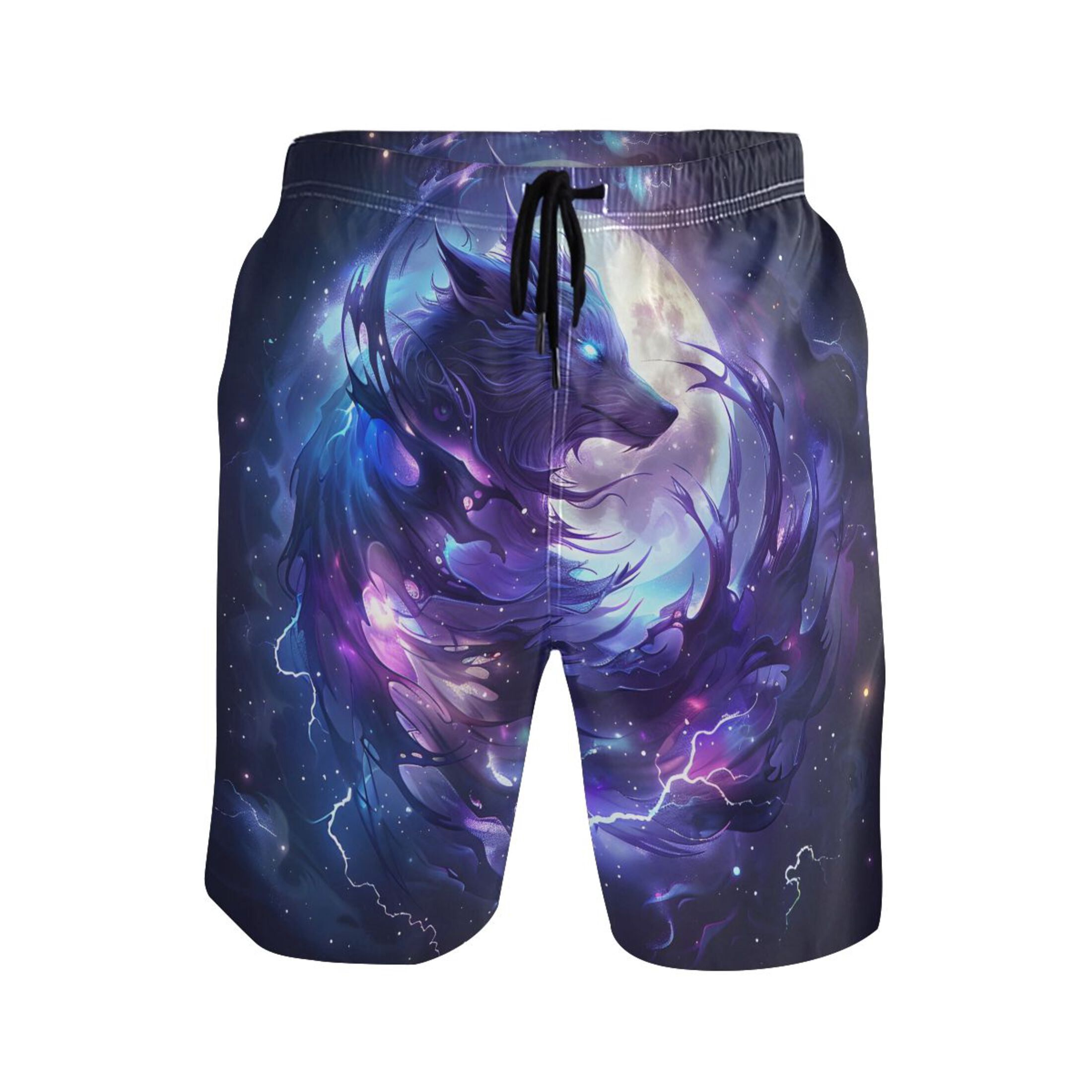 Black Wolf Moon Mens Swim Trunks Quick Dry Board Shorts Breathable Fit ...