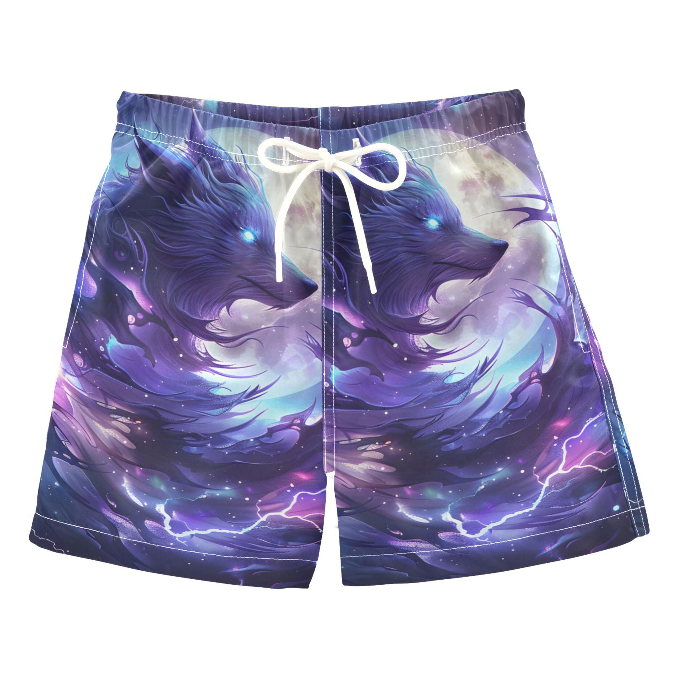 Black Wolf Moon Swim Trunks Quick Dry Beach Pool Board Shorts ...