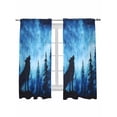 Black Wolf Night Curtains 63 Inch Length, Sheer Curtains for Bedroom ...