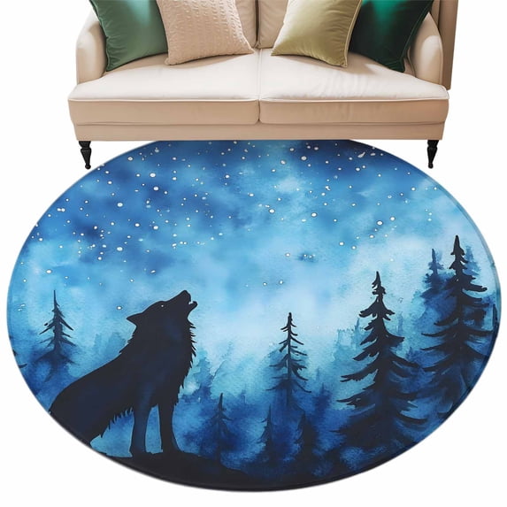 Black Wolf Night Large Area Rugs for Bedroom Living Room, Soft Non Slip ...