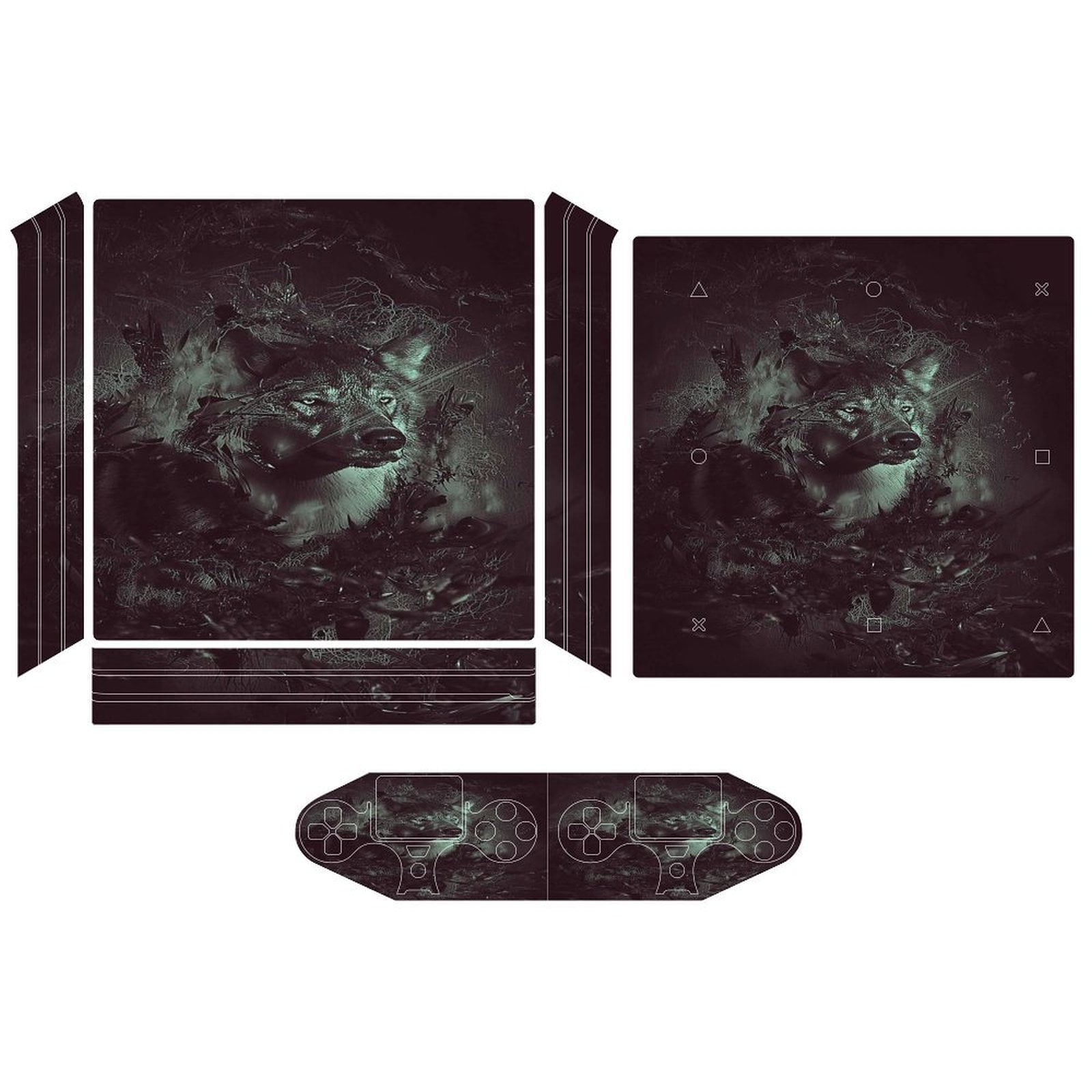 Black Wolf PS4 Pro/PS4 Slim Skin Sticker For Console And Controller ...