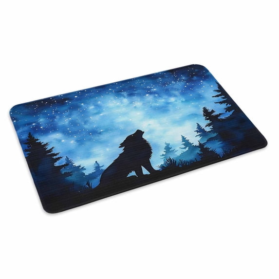 Black Wolf Silhouette Doormat Outdoor Entrance 20"x31.5", Abstract ...