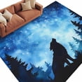 Black Wolf Silhouette Large Area Rugs for Bedroom Living Room, Soft Non ...