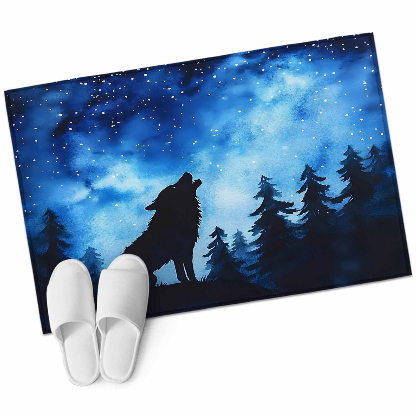 Black Wolf Silhouette Large Area Rugs for Bedroom Living Room, Soft Non ...