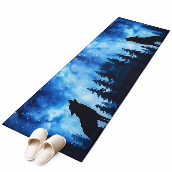 Black Wolf Silhouette Large Area Rugs for Bedroom Living Room, Soft Non ...