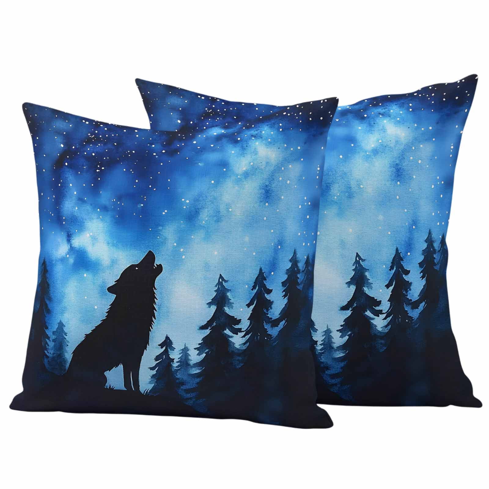 Black Wolf Silhouette Outdoor Pillow Covers 16"x16" Set of 2 ...