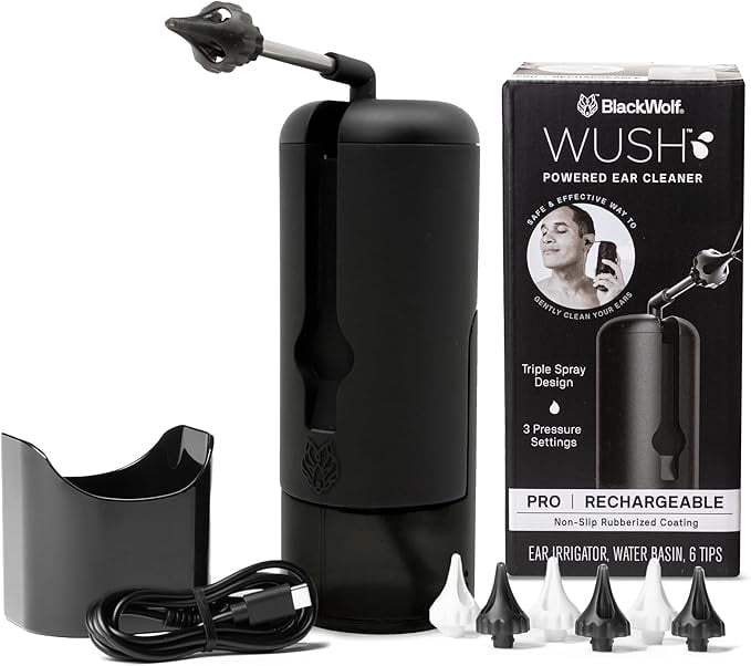 Black Wolf Wush Water-Powered Ear Cleaner, Earwax Removal Kit, Black ...